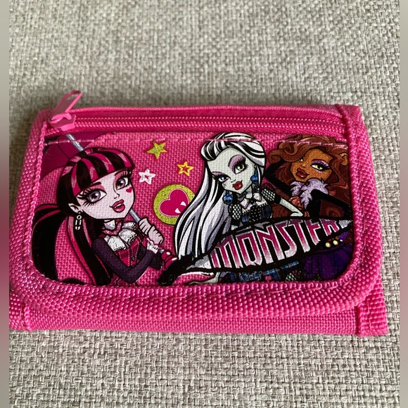 monster high | Bags | Pink Monster High Velcro Wallet | Poshmark
